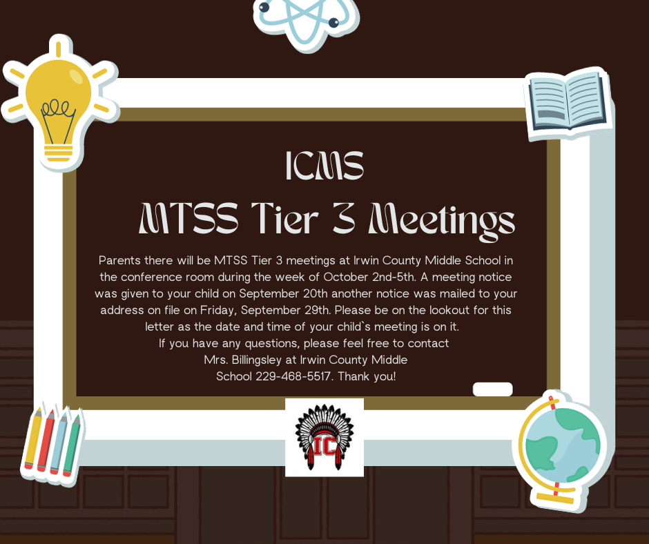 ICMS MTSS Tier 3 Upcoming Meetings | Irwin County Middle