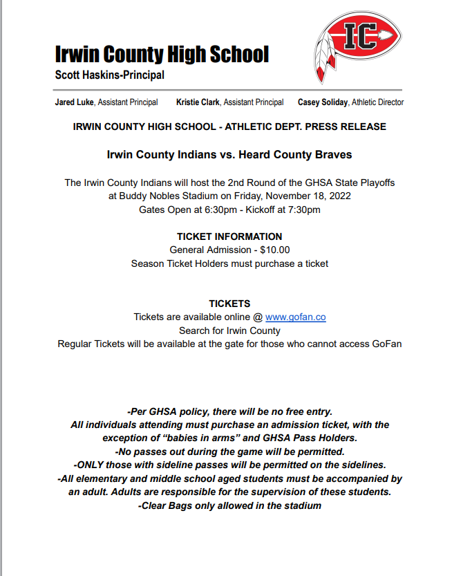 Live Feed | Irwin County High